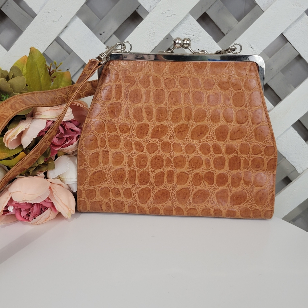 Vintage Colin Stuart Leather Alligator Print Crossbod… - Gem